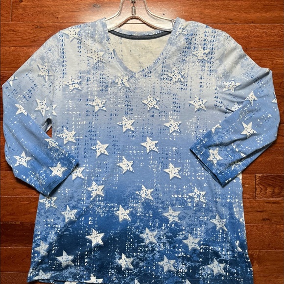 Alia | Tops | Alia Petite Small Blue Stars Top Half Sleeve | Poshmark